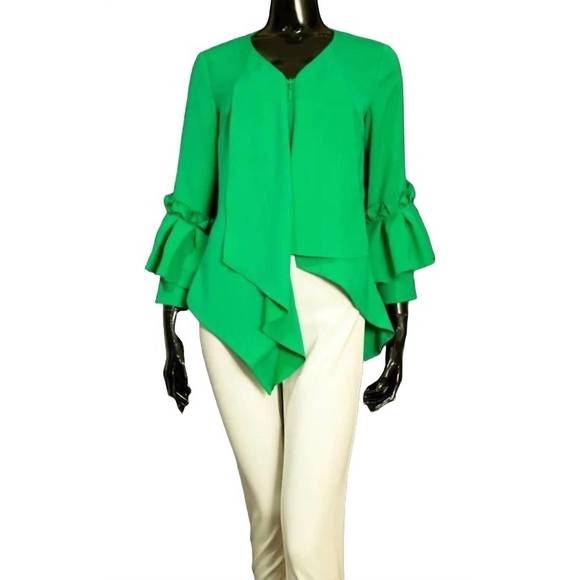 Samuel Dong | Tops | New Samuel Dong Stretch Jacket With Ruffle Front ...